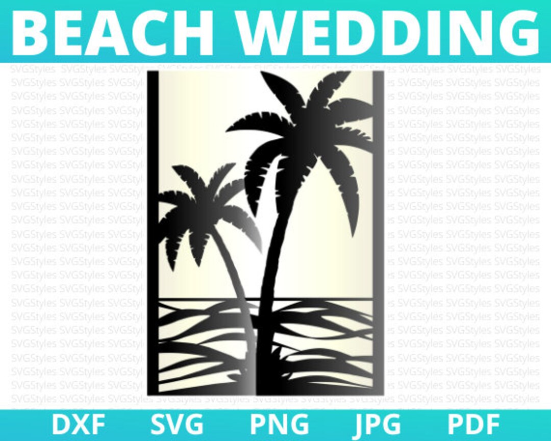 Palm Tree Beach Theme Gatefold Wedding Invitation SVG. Wedding - Etsy