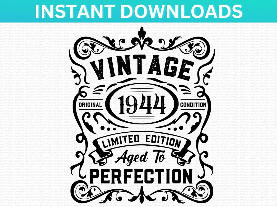 80th Birthday SVG PNG Vintage 1944 SVG, Birthday Svg, Limited Edition ...