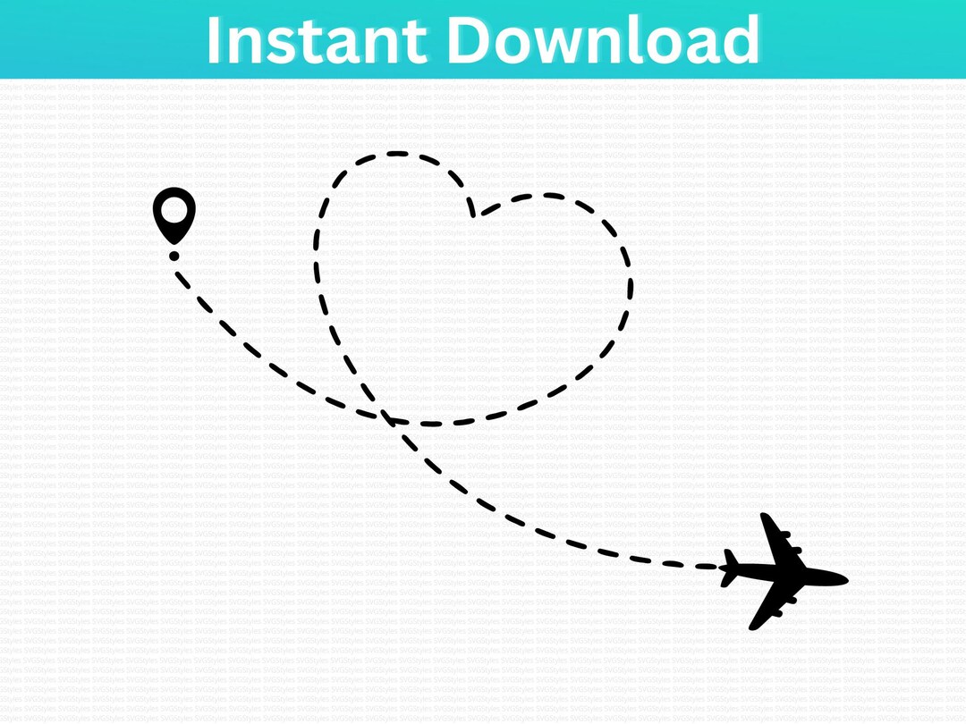 Airplane Heart Loop SVG Plane SVG. Destination Wedding, Travel ...