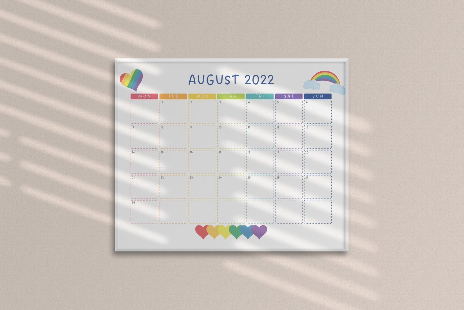 Rainbow Calendar Month Template SVG PNG. Months Years Dates - Etsy