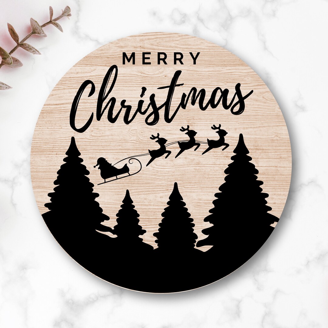 Merry Christmas Round Sign SVG PNG. Seasonal Holiday Decor Christmas ...