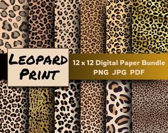 DIGITAL DOWNLOAD Leopard Print Digital Paper, Scrapbook Paper, 12x12 ...
