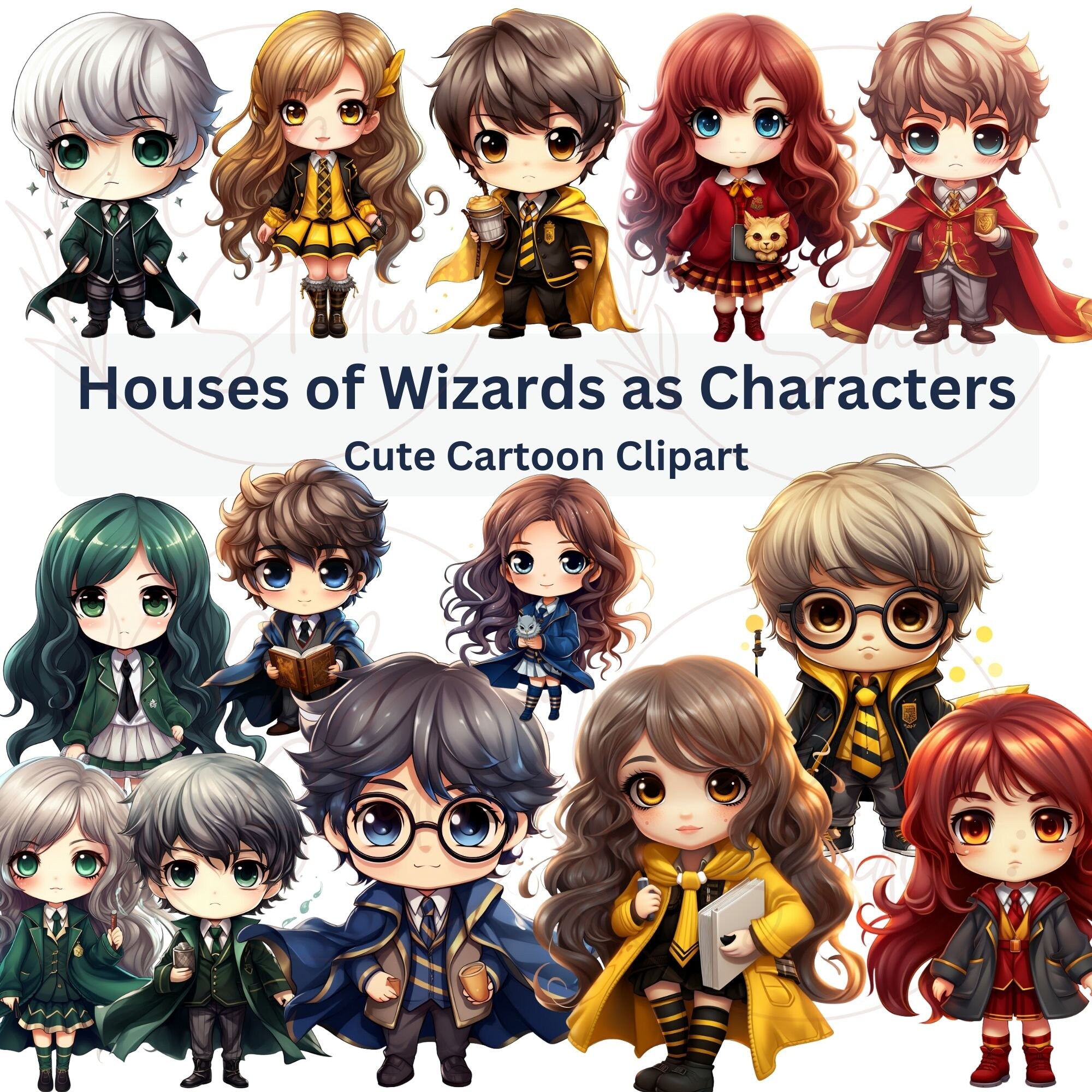 Magic Wizard Clipart, HP Houses, Cute Characters, Cartoon Wizard School ...