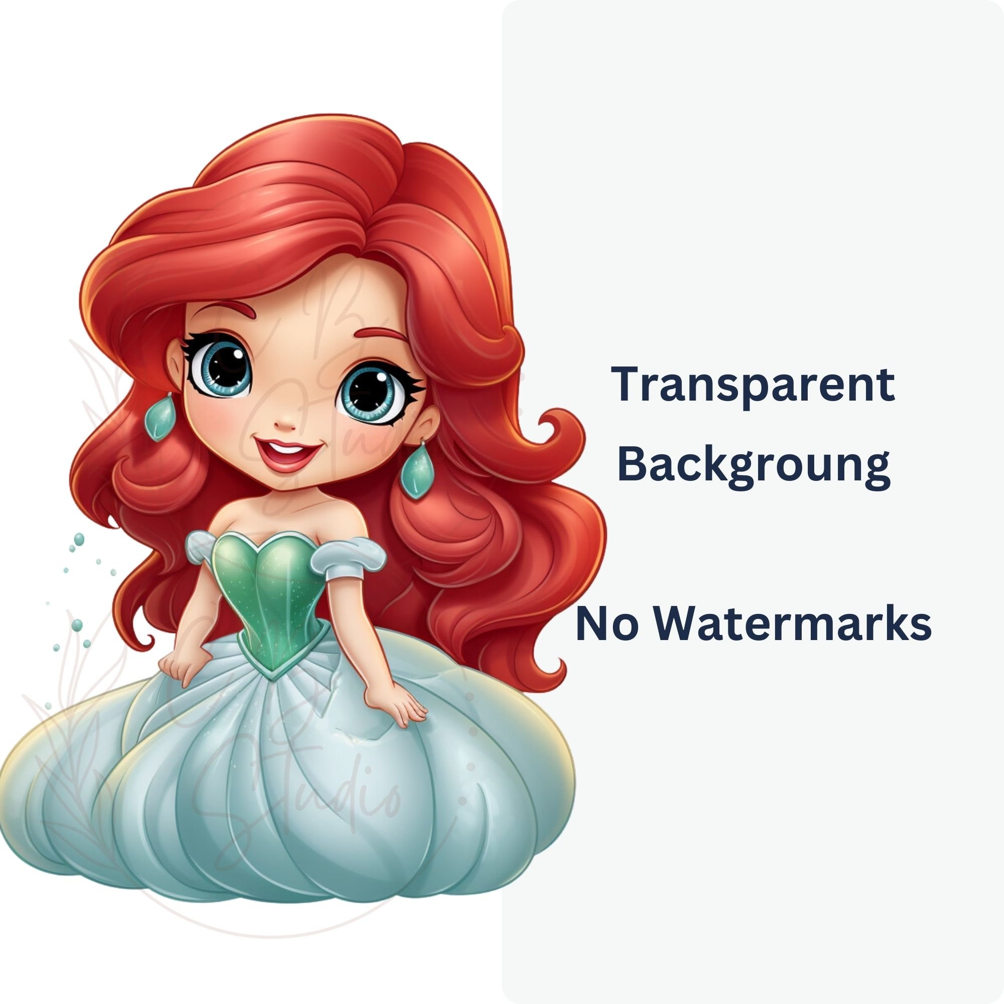 Ariel Kawaii Clipart, Chibi Mermaid Princess, Fairy Tale Party ...