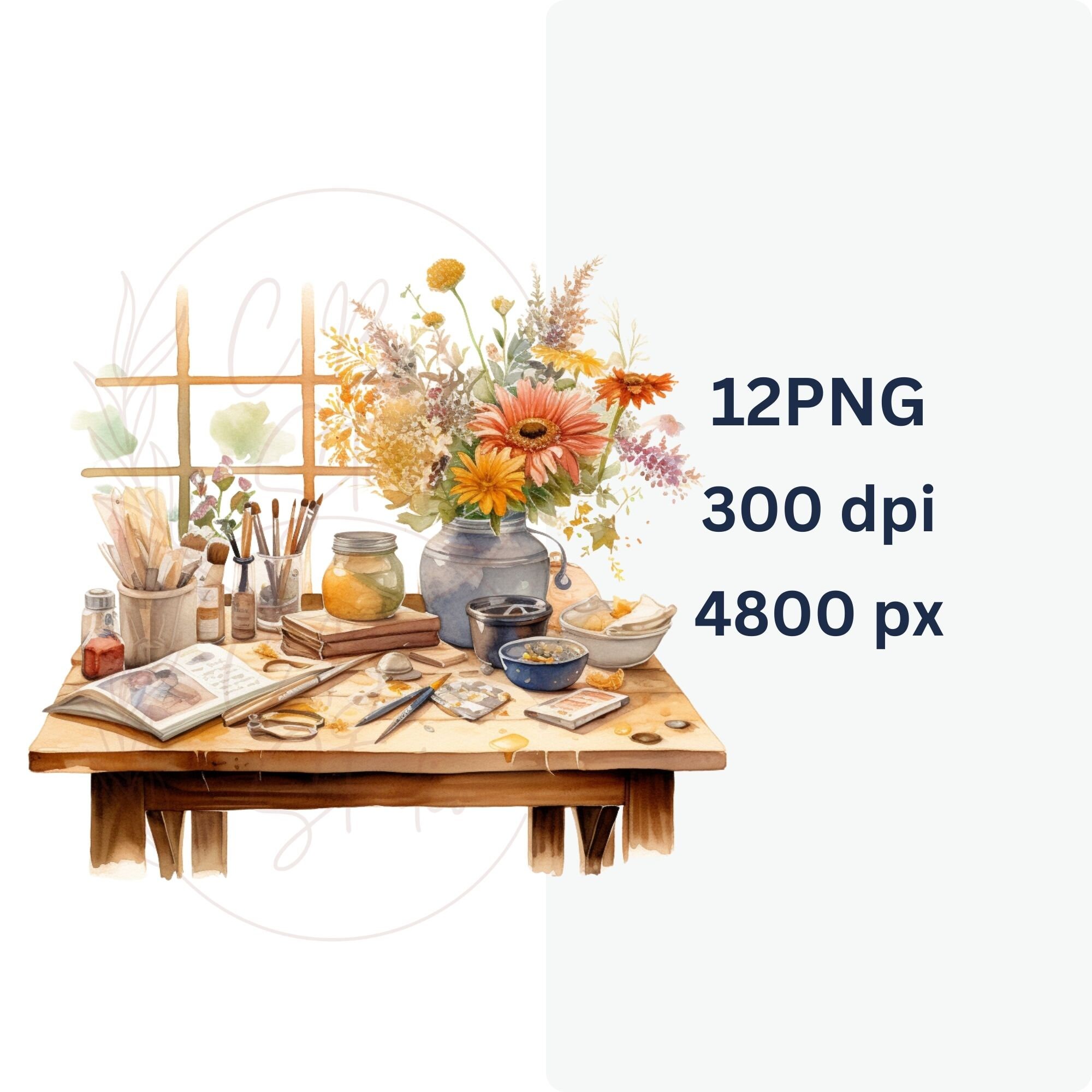 Painter Nook Clipart, Painter Desk, Artistic Corner, Hobby Clipart ...
