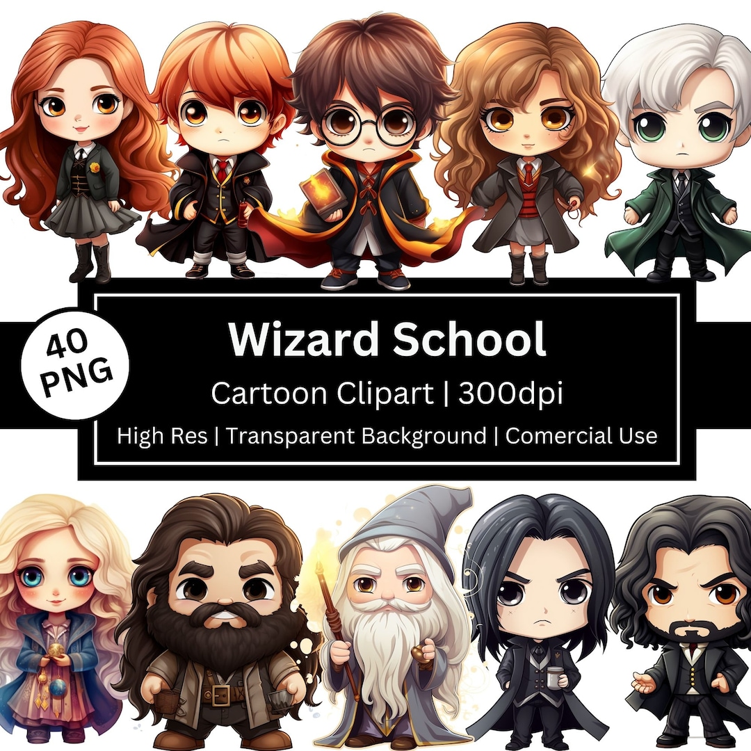 Magic Wizard Clipart, Wizards Cute personajes, Cartoon Wizard School ...
