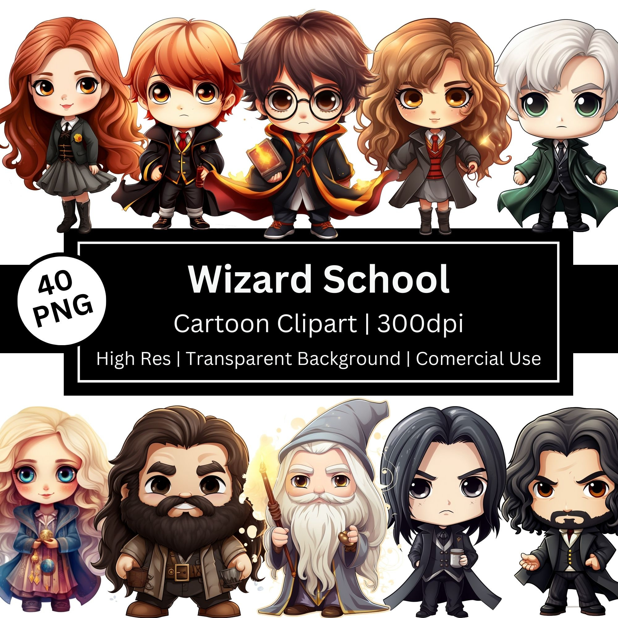 Magic Wizard Clipart, Wizards Cute personajes, Cartoon Wizard School ...