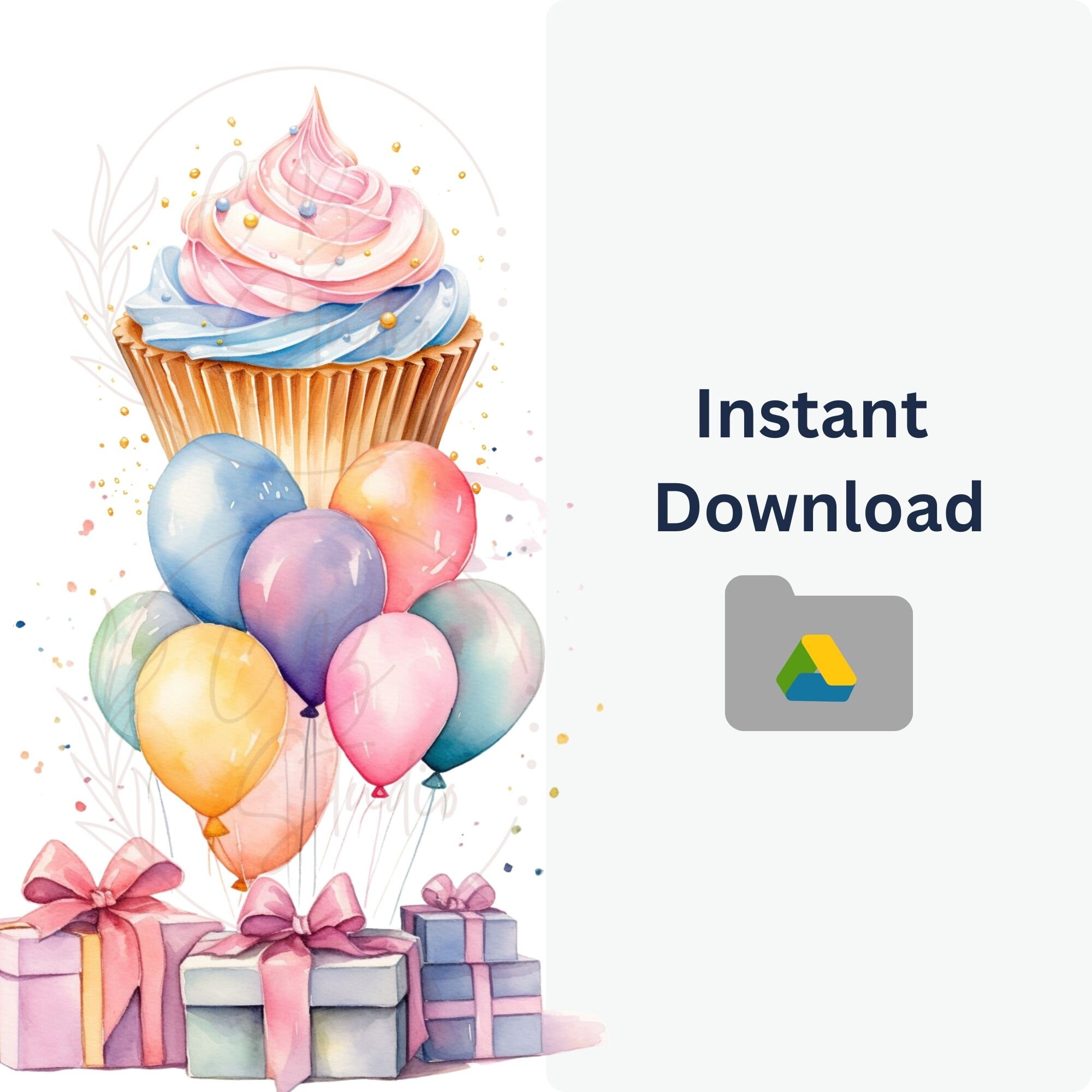 Rainbow Birthday Clipart, Watercolor Rainbow Clipart, Birthday Cake ...