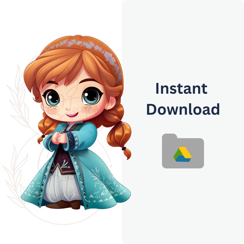 Princess Anna Cute Clipart, Set of 12 Cartoon Graphics, Baby Princess ...