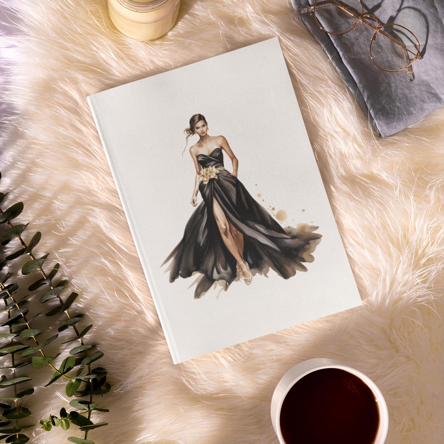 Watercolor Party Girl Clipart, Black Dress Fashion, Cocktail Dress ...