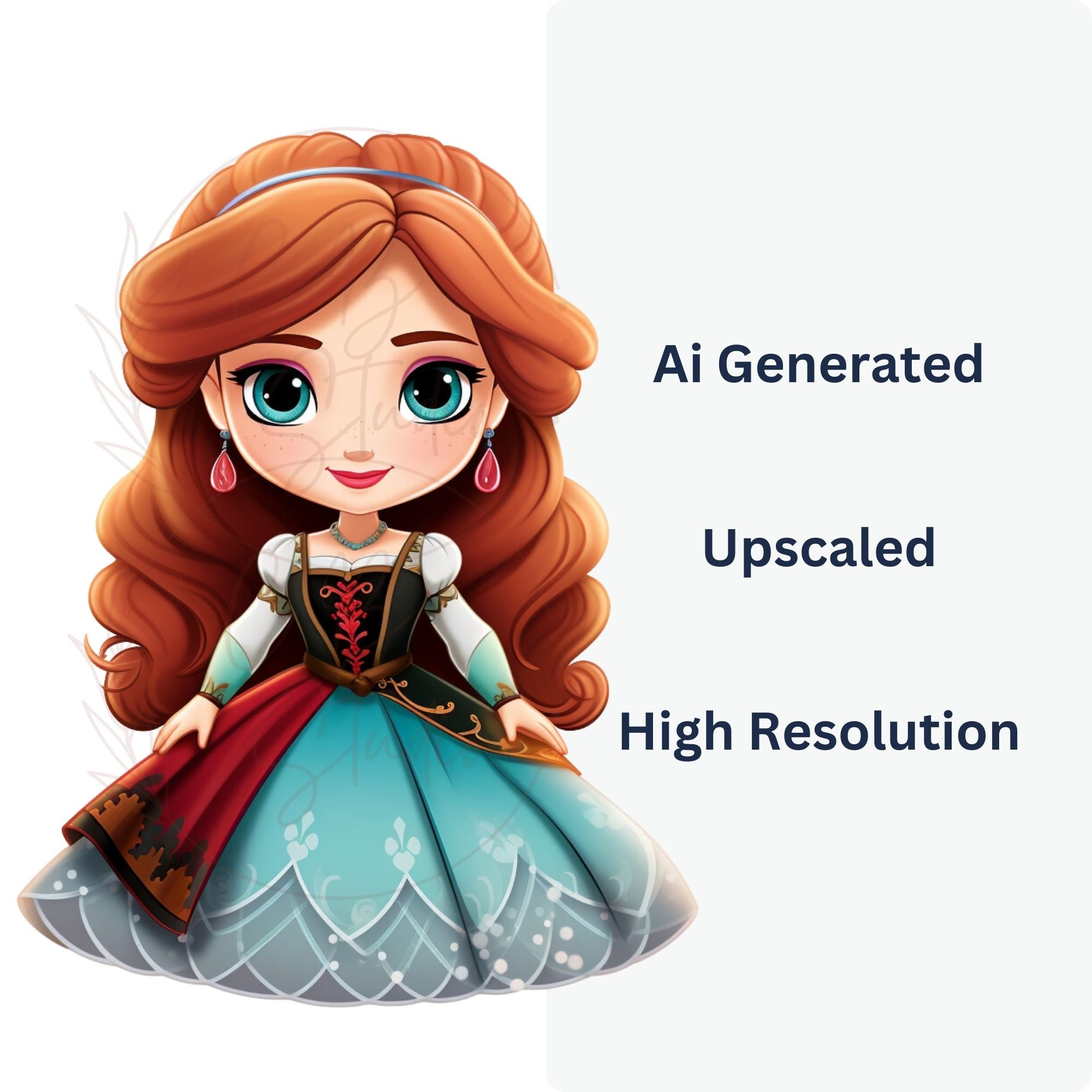 Princess Anna Cute Clipart, Set of 12 Cartoon Graphics, Baby Princess ...