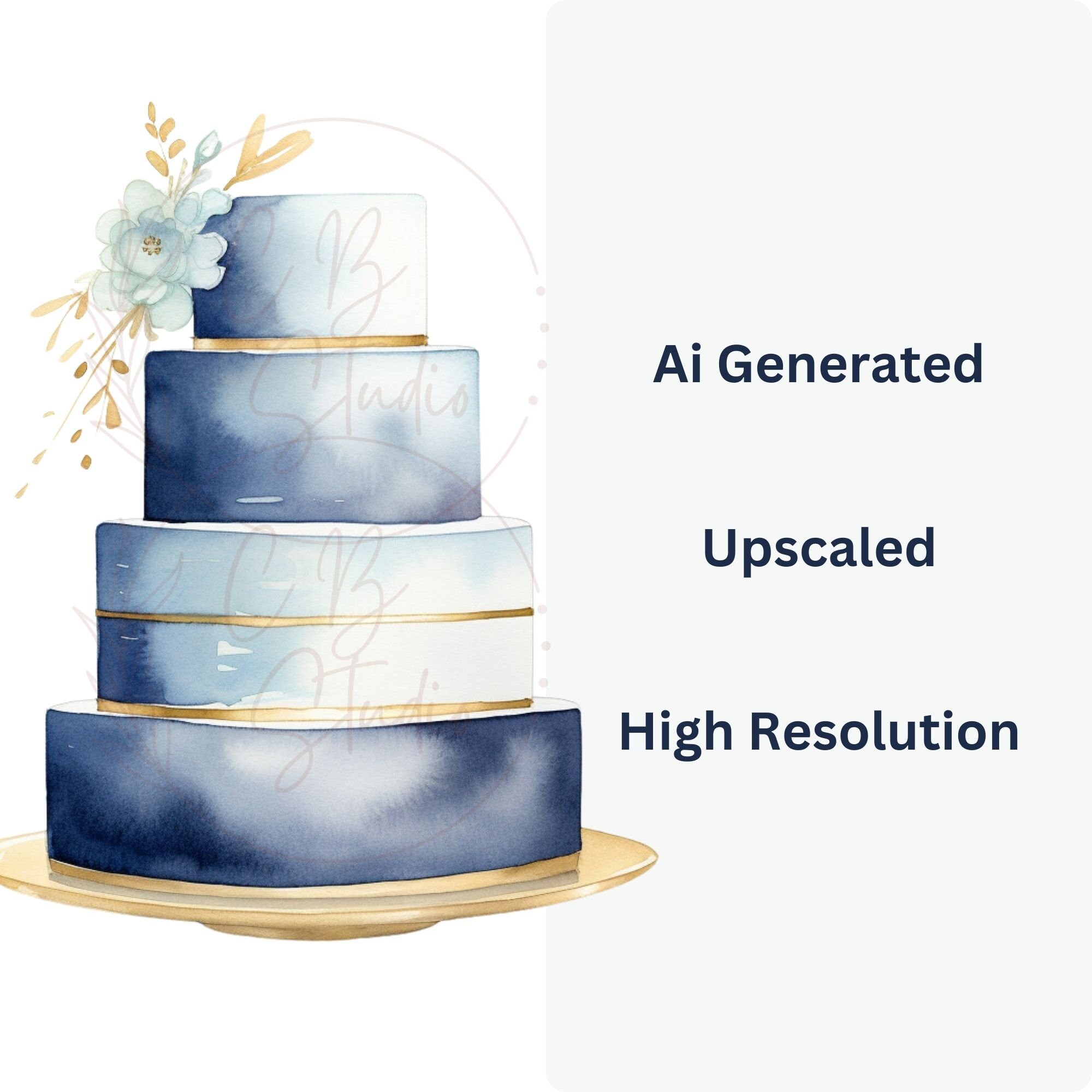 Blue Wedding Cake Clipart, Watercolor Cakes, Sweets Illustration ...