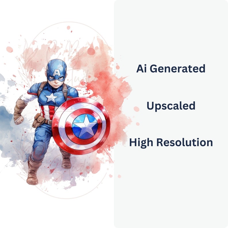 Captain America Watercolor Clipart, Cute Kid Captain America, Super ...