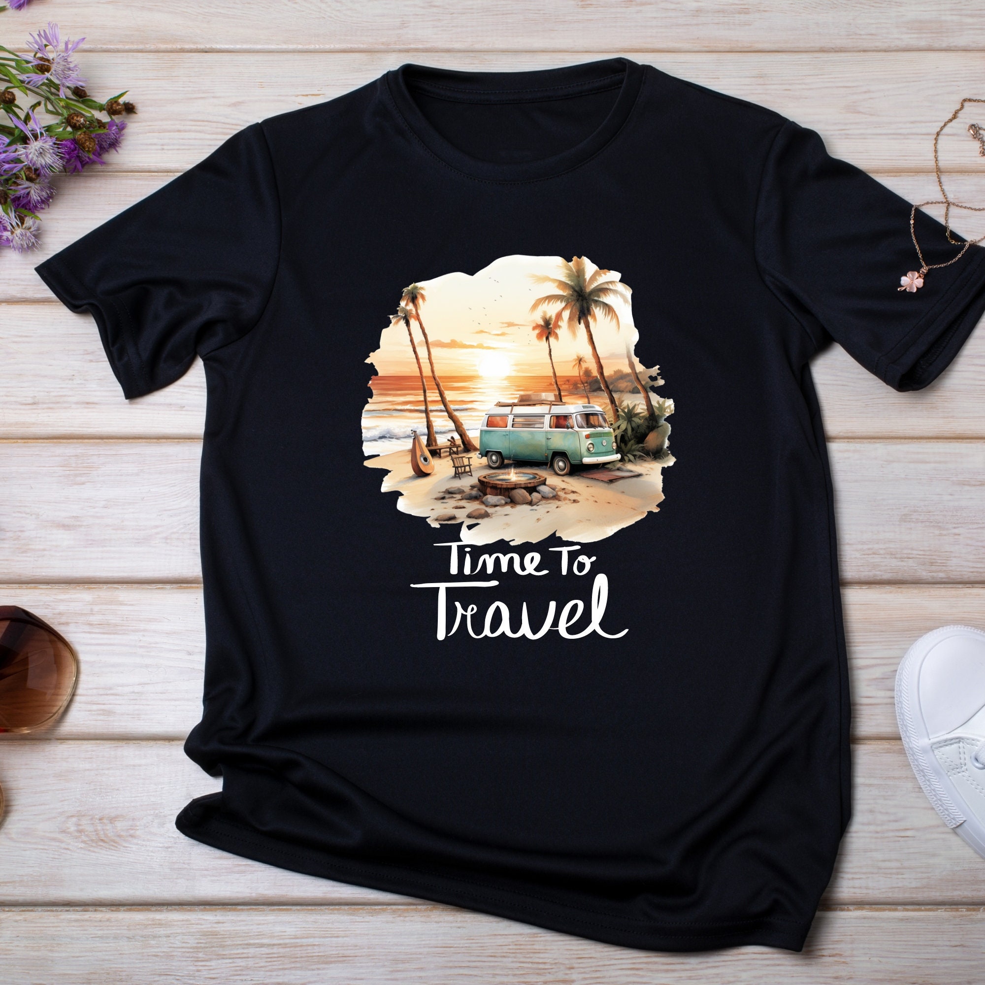 Beach Sunset Scene Clipart, Summer, Watercolor Sea, Boho Ilustration ...