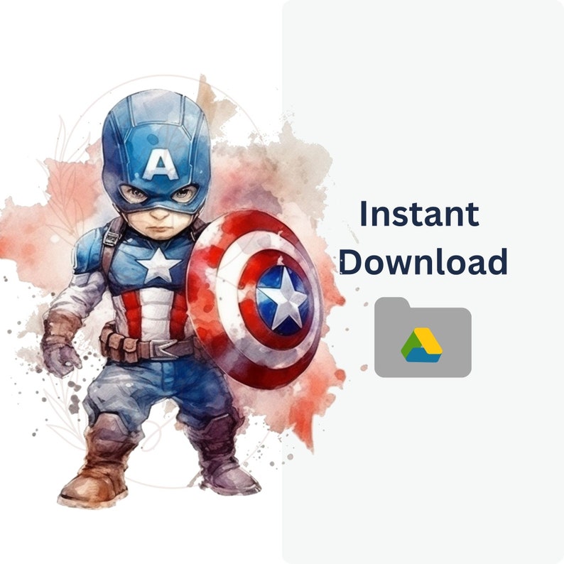 Captain America Watercolor Clipart, Cute Kid Captain America, Super ...