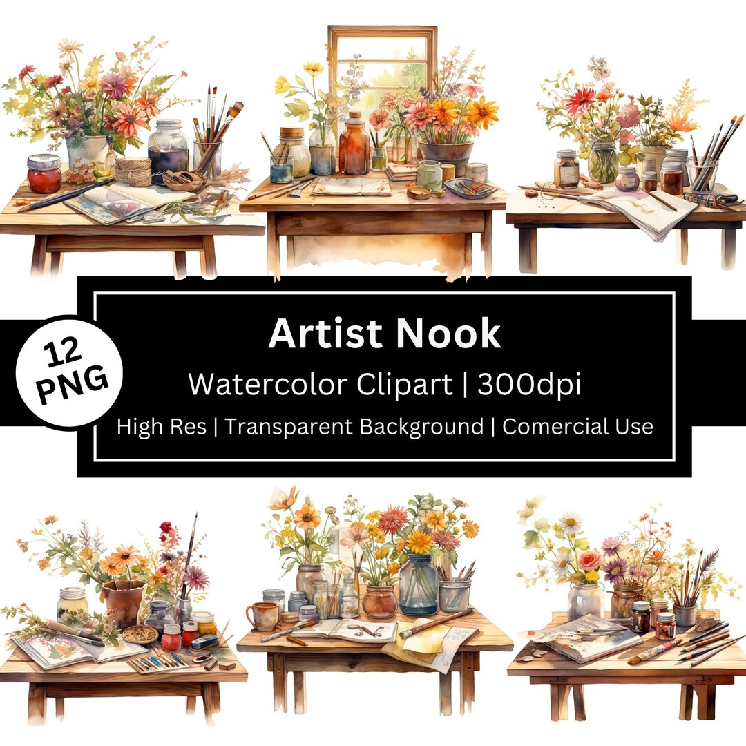 Painter Nook Clipart, Painter Desk, Artistic Corner, Hobby Clipart ...