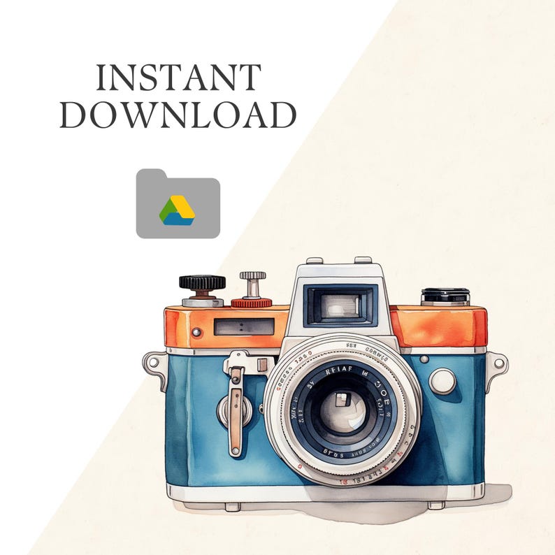 Vintage Camera Clipart, Colorful Cameras, Old Style, Retro Photography ...