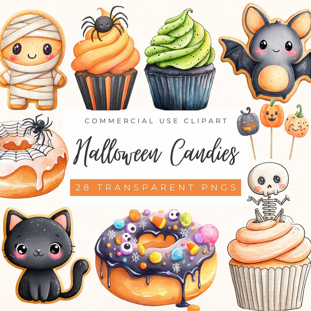 Halloween Candies Clipart, Halloween Goodies, Spooky Sweets, Trick or ...