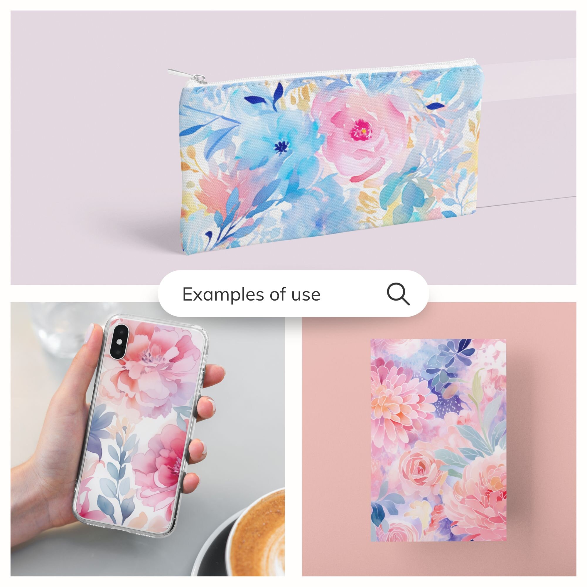 Watercolor Floral Pastel Digital Paper, Set of 20 Seamless Paper ...