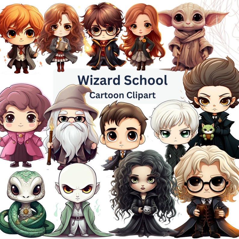 Magic Wizard Clipart, Wizards Cute personajes, Cartoon Wizard School ...