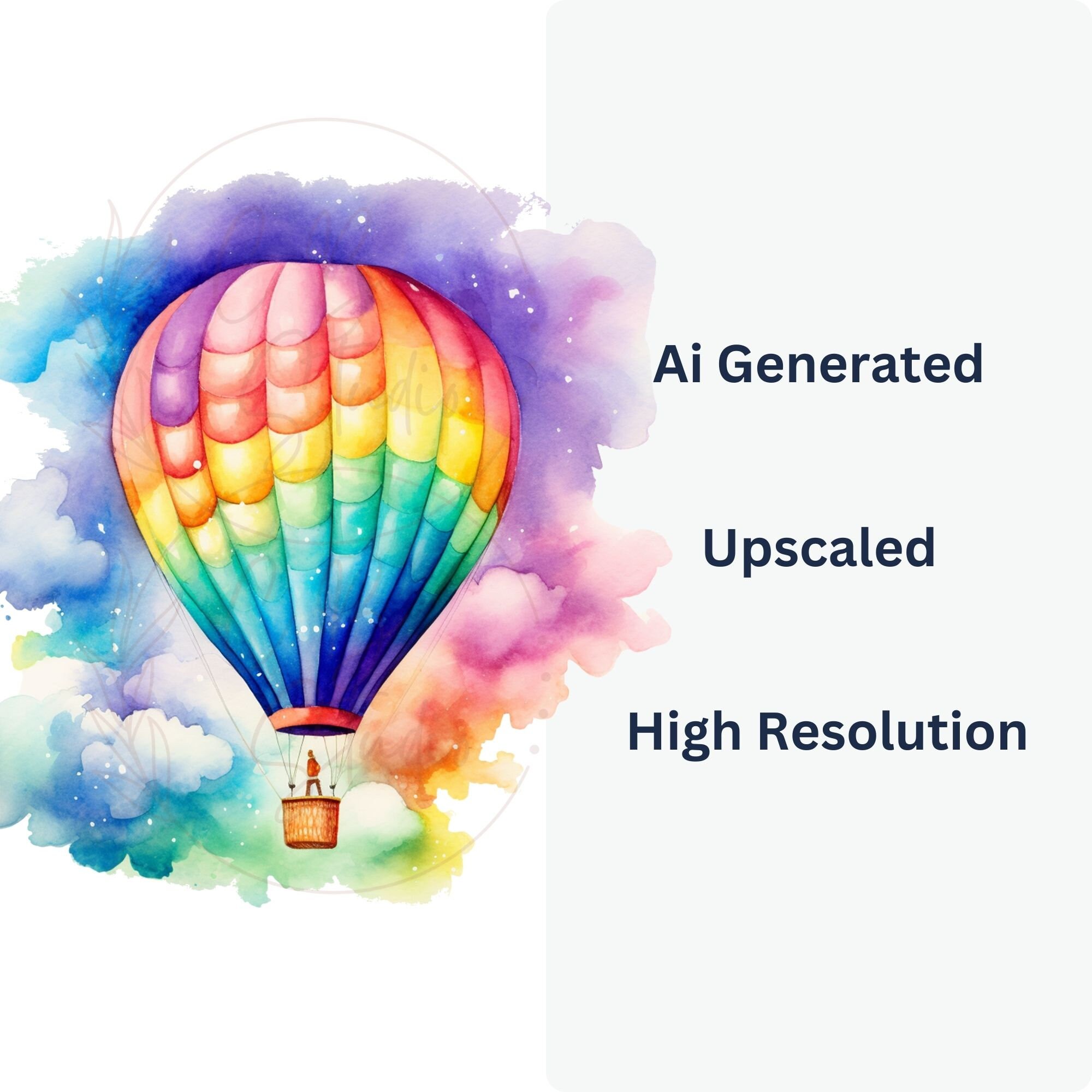 Hot Air Balloons Clip Art, Watercolor Balloons PNG High Res, Rainbow ...