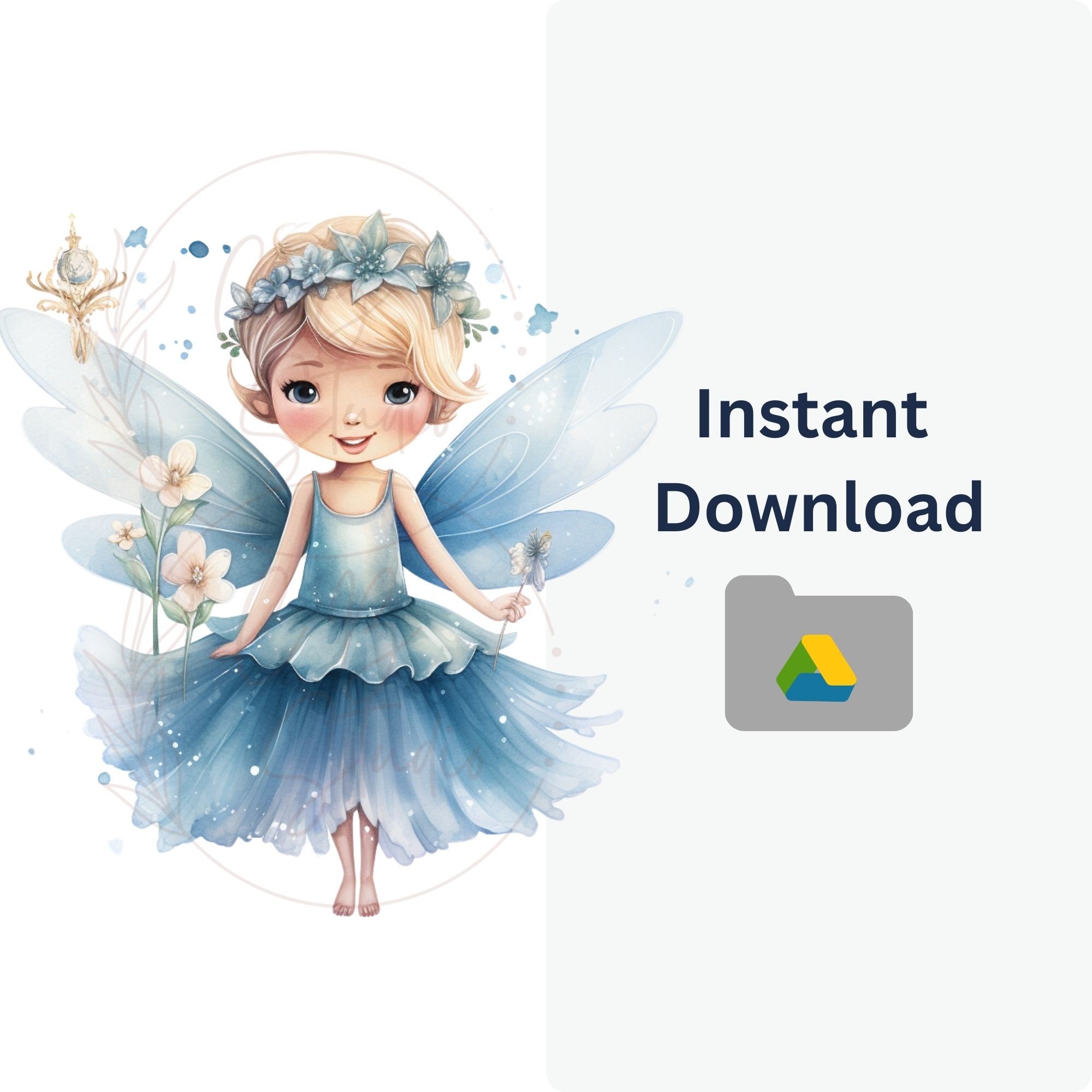 Blue Fairy Clipart, Watercolor Clip Art, Fairy Tale, Enchanted Forest ...