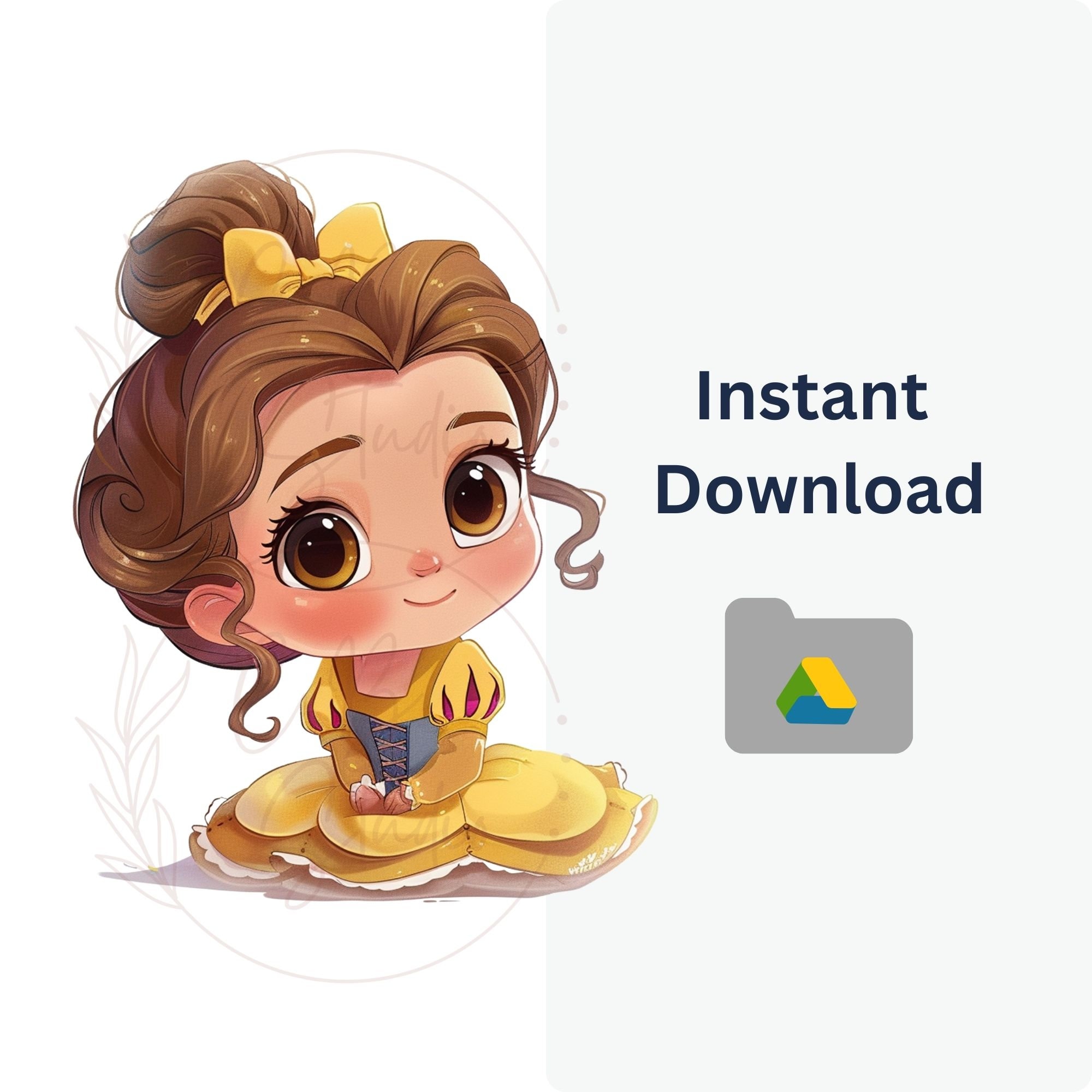 Kawaii Belle Clipart, Yellow Princess Cartoon, Beauty and the Beast ...