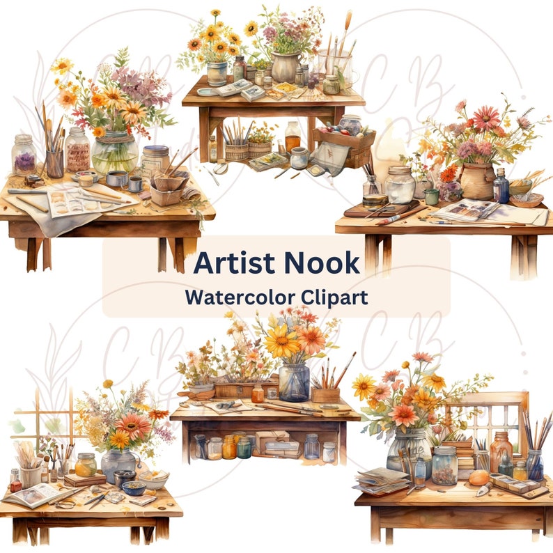 Painter Nook Clipart, Painter Desk, Artistic Corner, Hobby Clipart ...