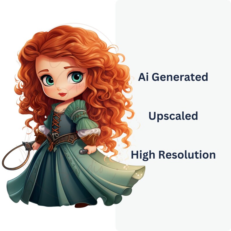 Merida Cute Clipart, Set of 12 Cartoon Png, Chibi, Kawaii, Fantasy ...