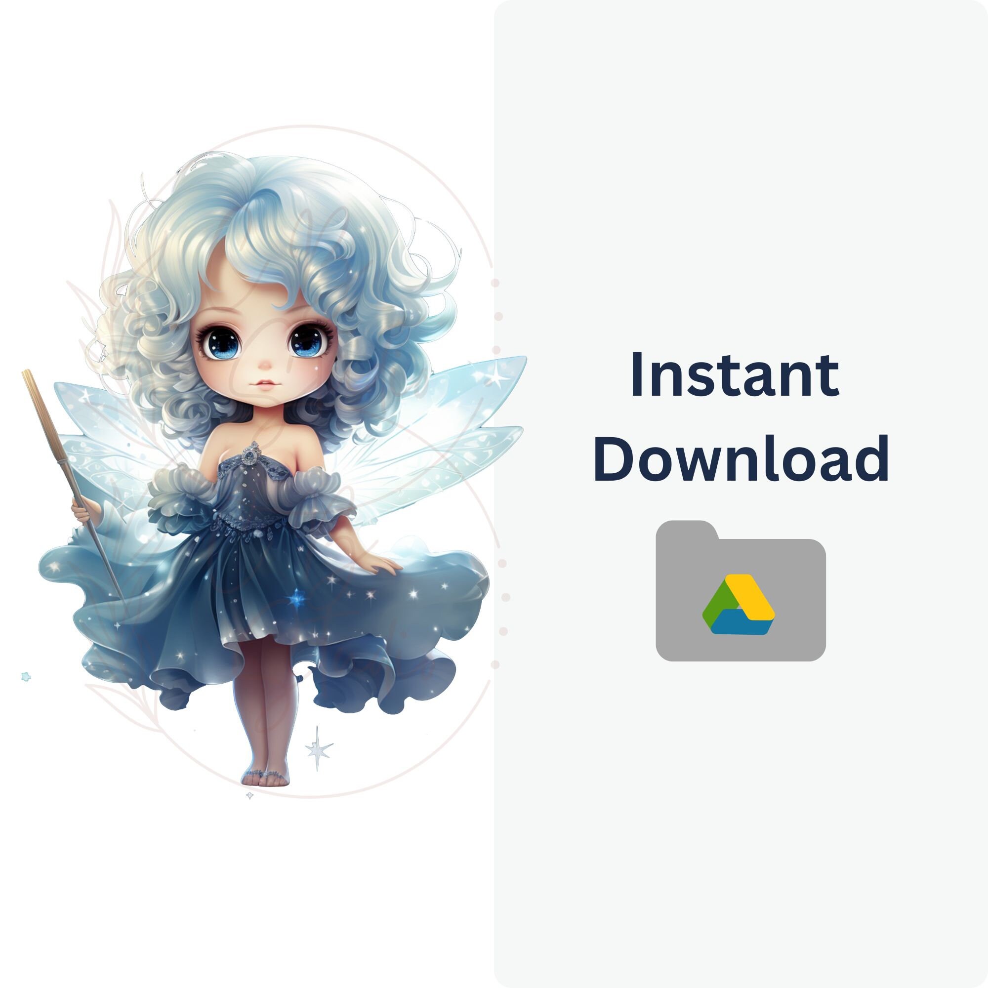 Celestial Fairies Clipart, Cute Chibi Fairy, Whimsical Clipart, Magical, Fantasy, Moon Fairy ...