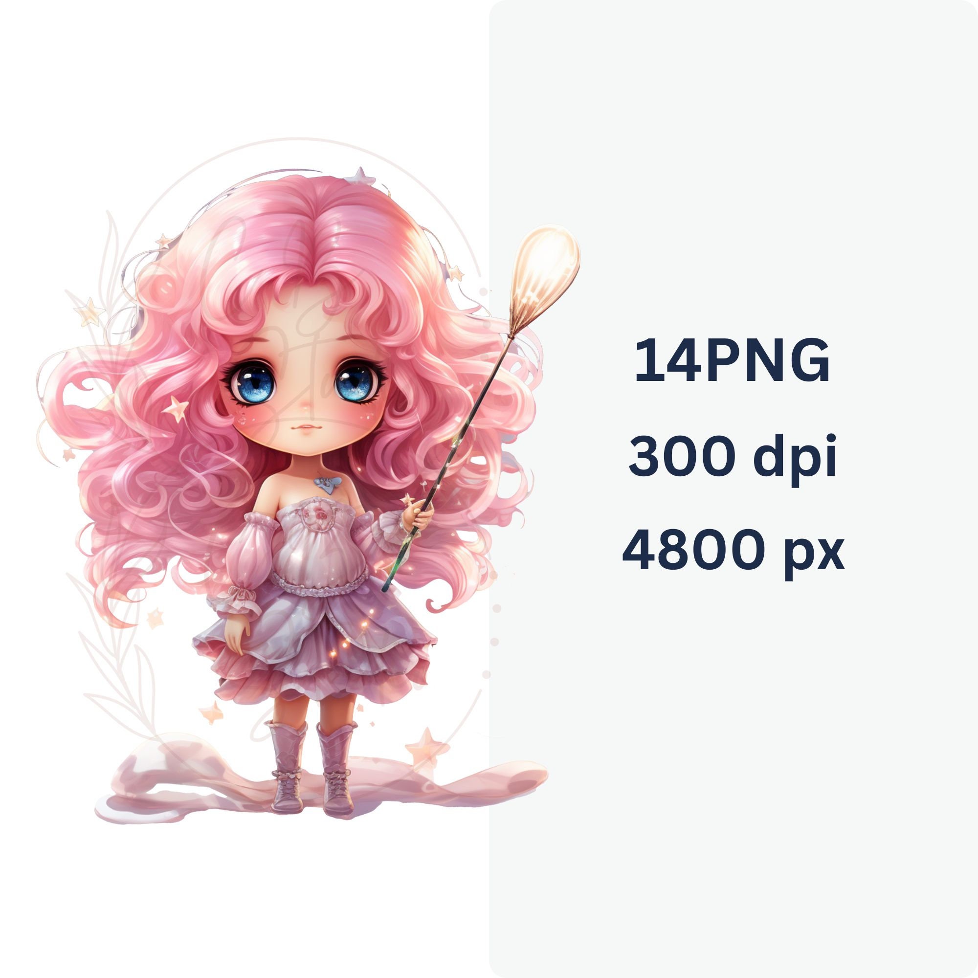 Celestial Chibi Fairies Clipart, Kawaii PNG, Whimsical Fairy, Moon ...