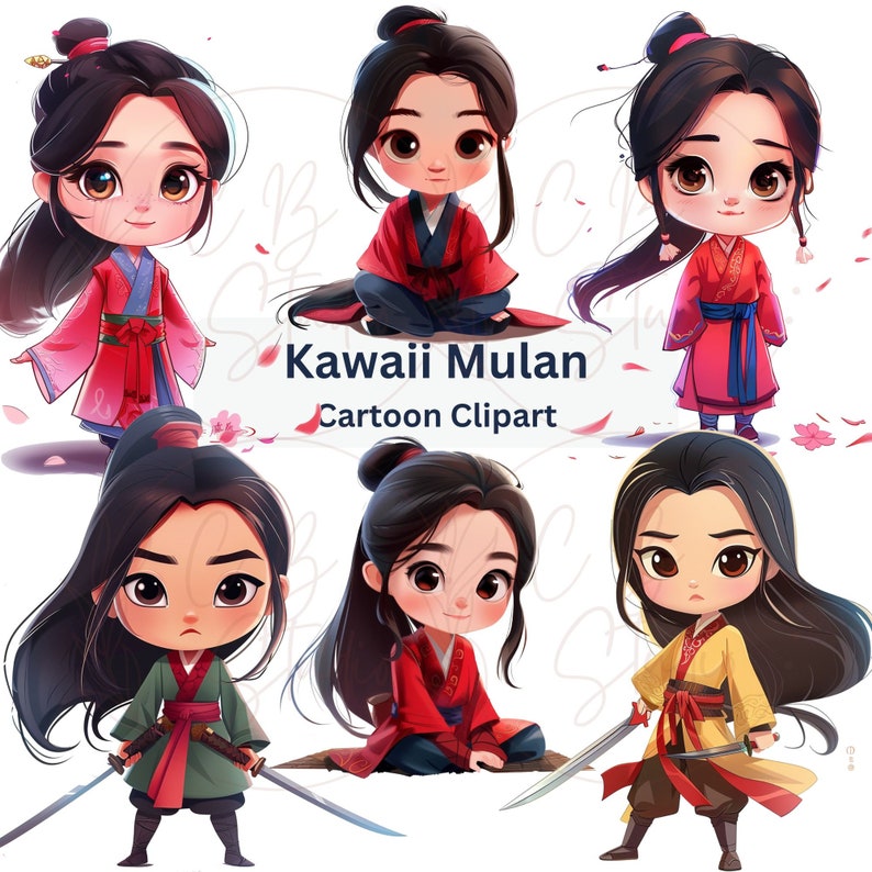 Kawaii Mulan Clipart, Chinese Princess, Chibi Girls, Warior Princess ...
