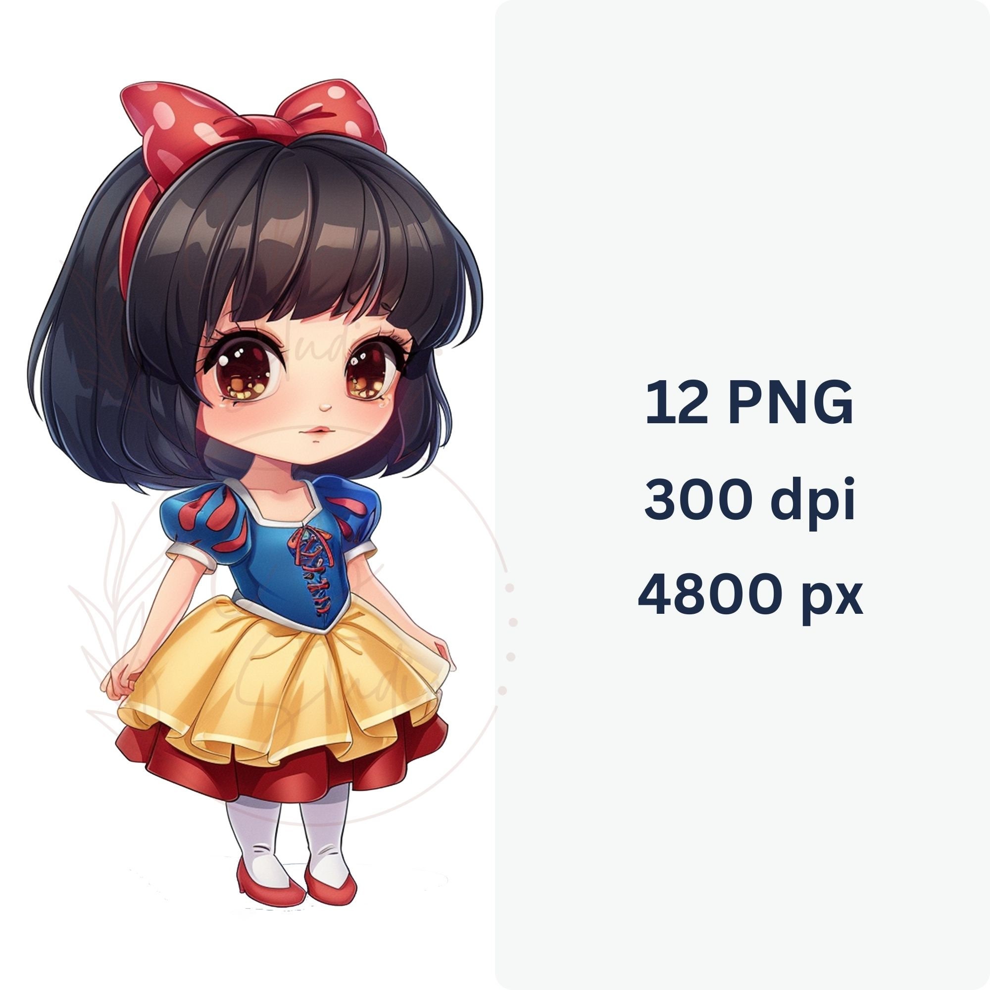 Snow White Cute Clipart, Set of 12 Cartoon, Chibi, Kawaii, Fantasy ...