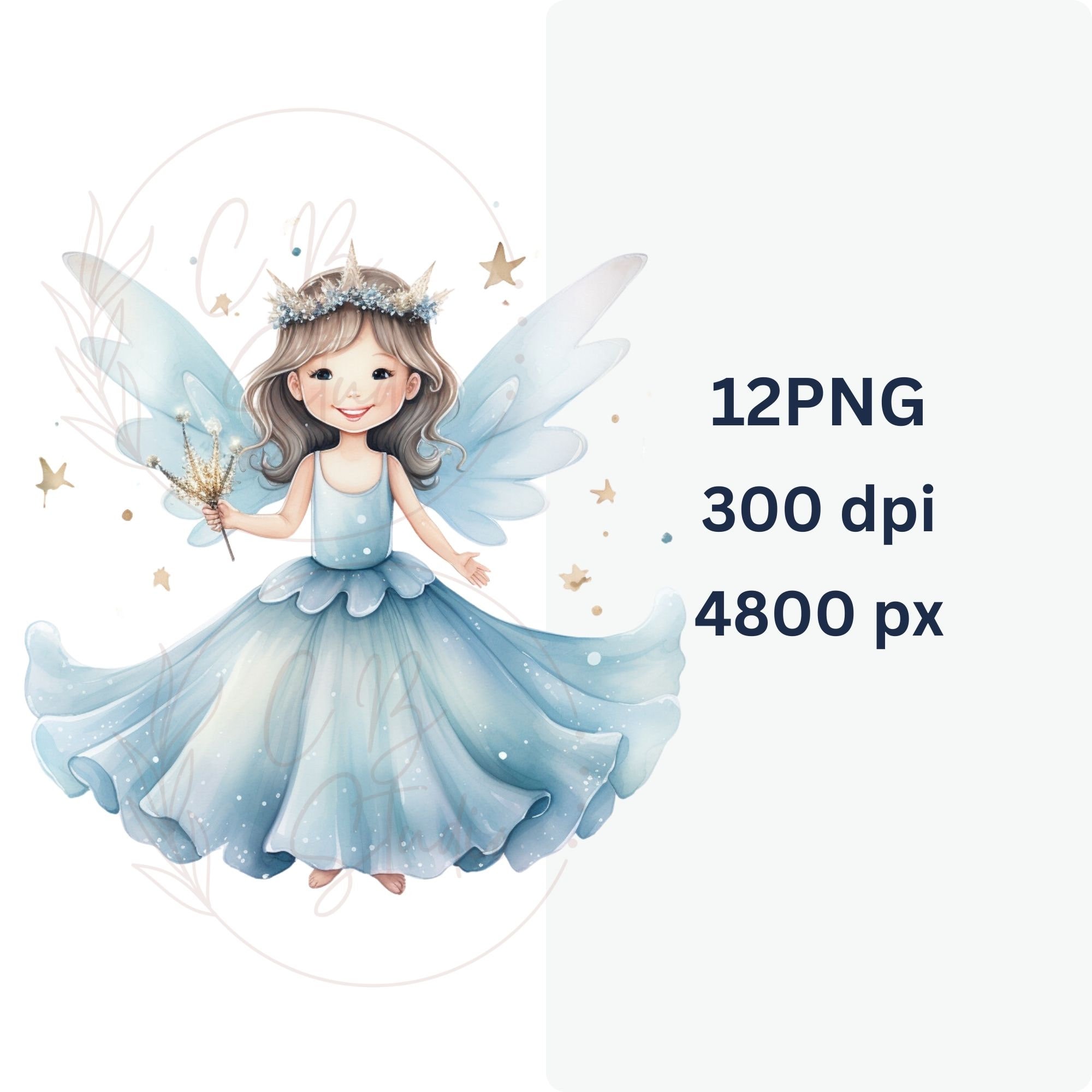 Blue Fairy Clipart, Watercolor Clip Art, Fairy Tale, Enchanted Forest ...
