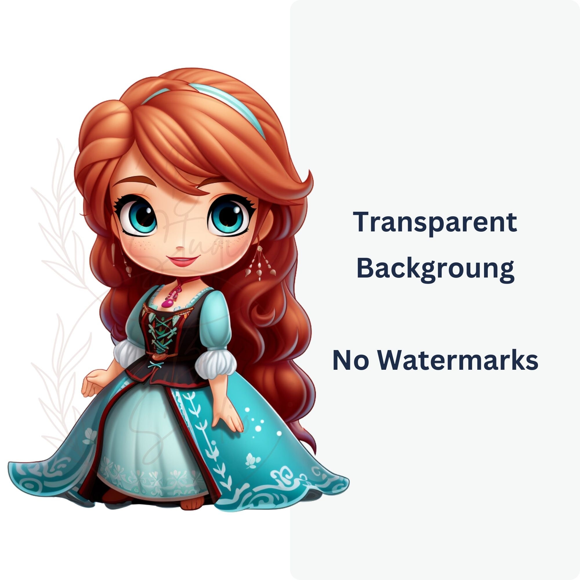 Princess Anna Cute Clipart, Set of 12 Cartoon Graphics, Baby Princess ...