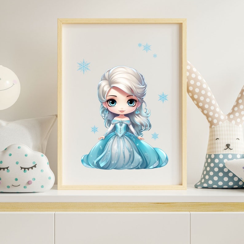 Princess Elsa Cute Clipart, Set of 12 Cartoon, Chibi, Kawaii, Fantasy ...