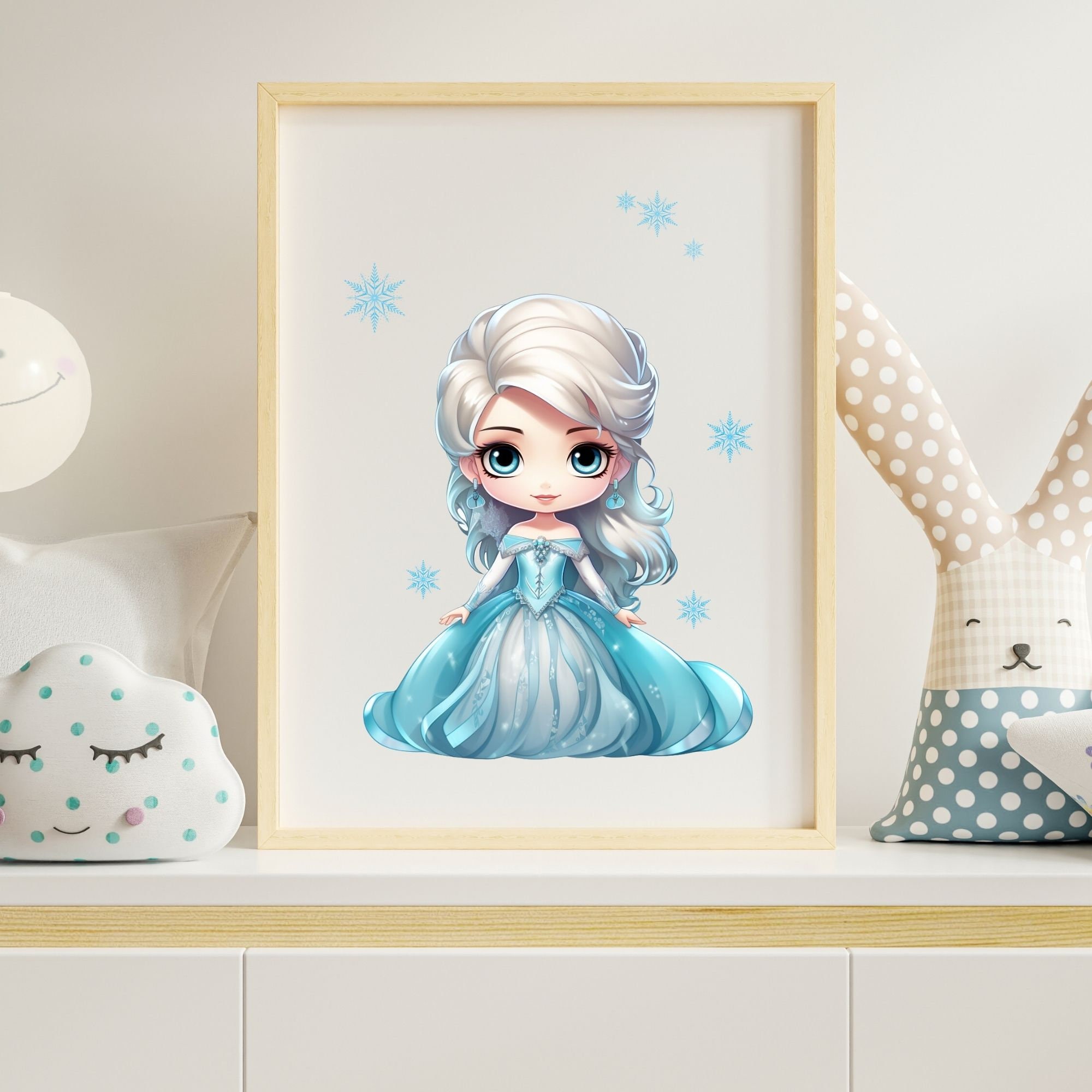 Princess Elsa Cute Clipart Set Of 12 Cartoon Chibi Kawaii Fantasy