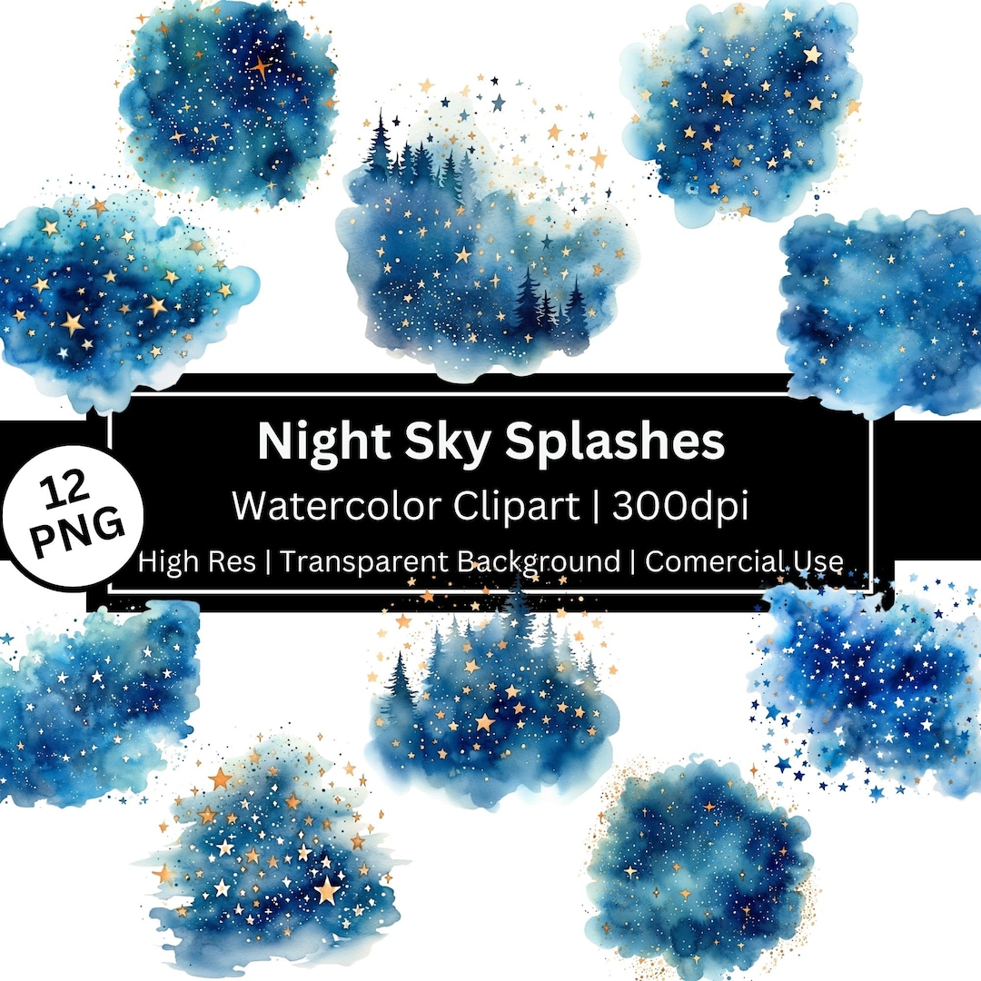 Blue Watercolor Strokes Clipart, Deep Blue Splash, Gold Glitter, Golden ...