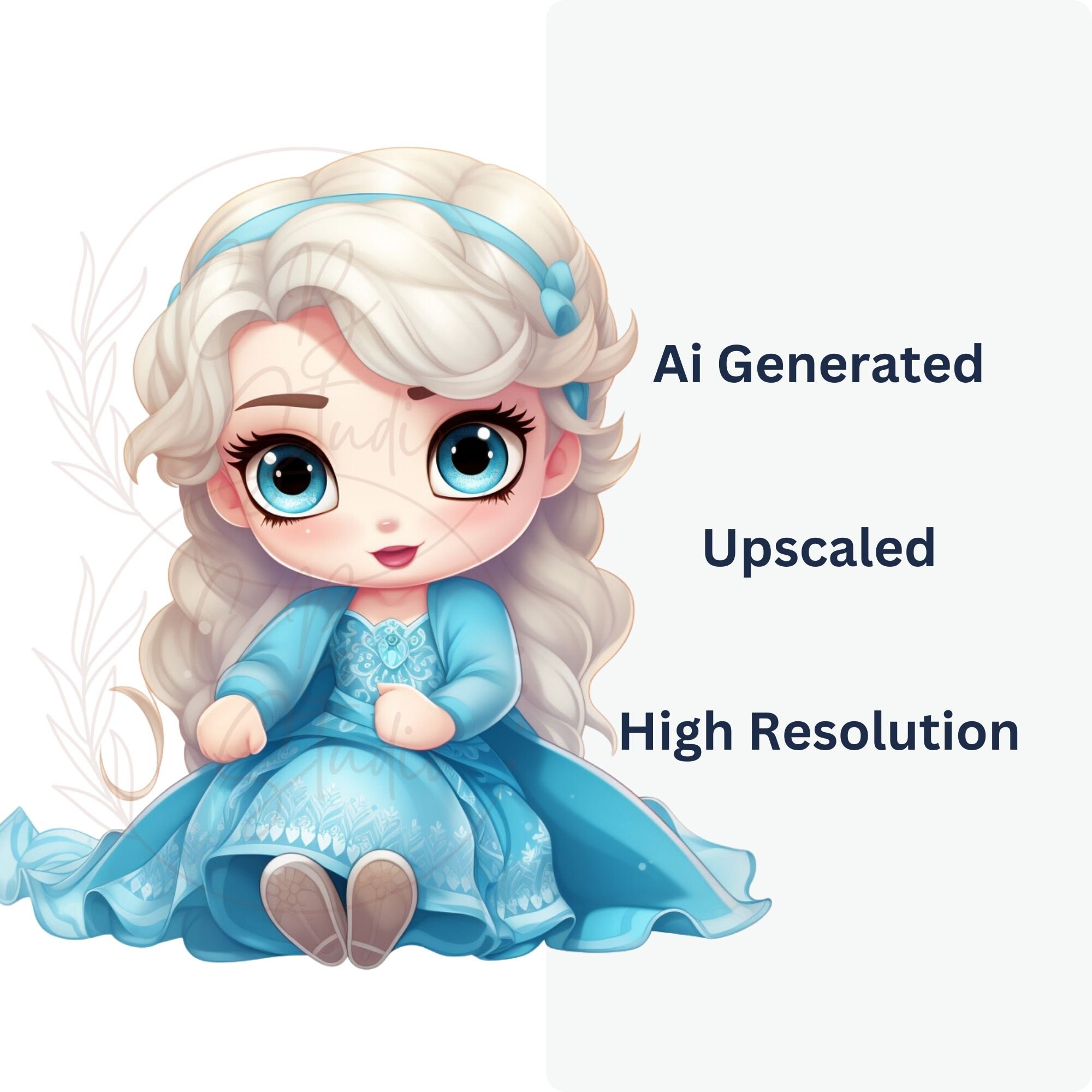 Princess Elsa Cute Clipart Set Of 12 Cartoon Chibi Kawaii Fantasy