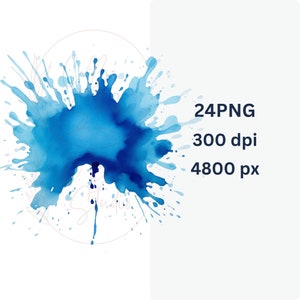 Blue Watercolor Splash Clipart, Vibrant Blue Splashes, Abstract Shapes ...