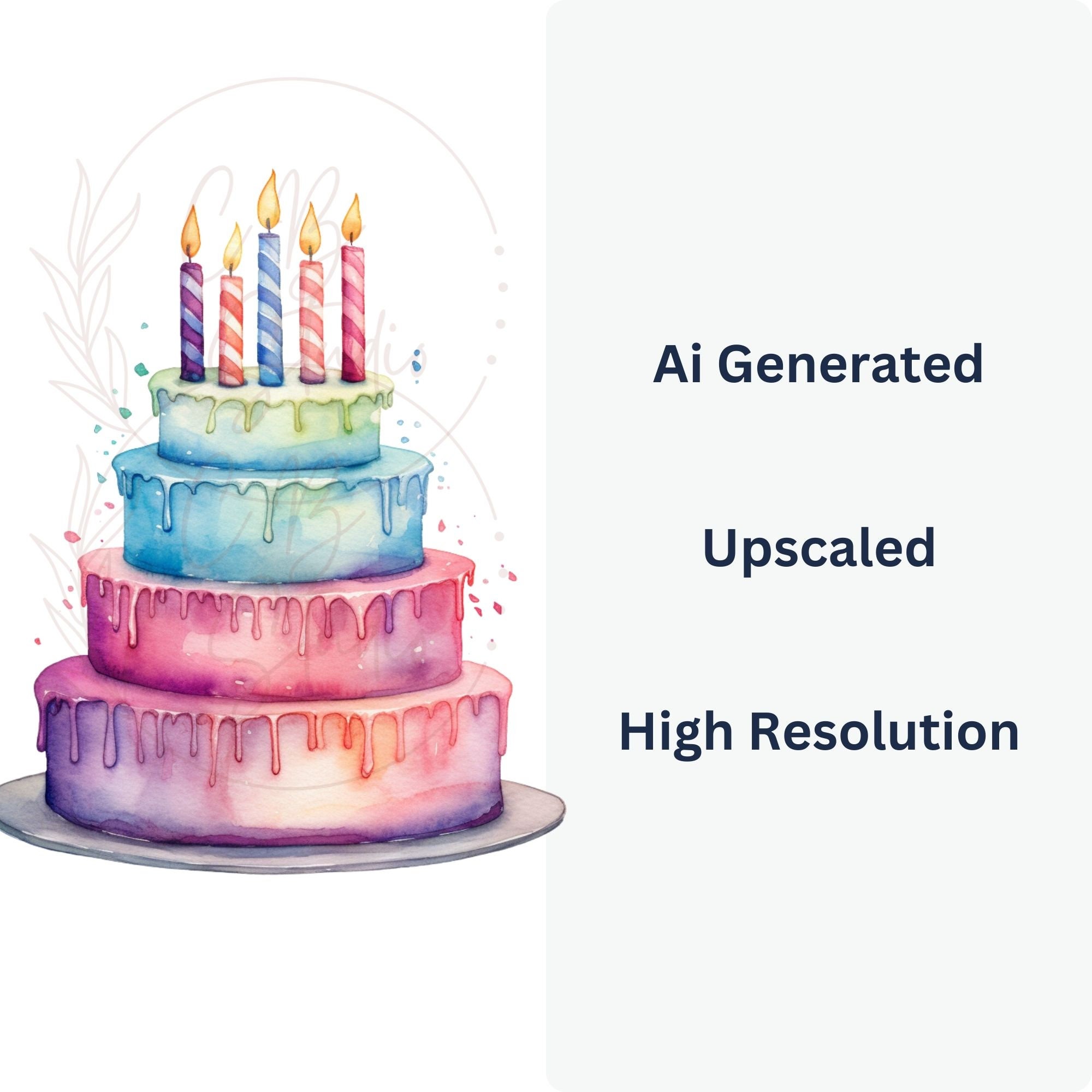 Rainbow Birthday Clipart, Watercolor Rainbow Clipart, Birthday Cake ...