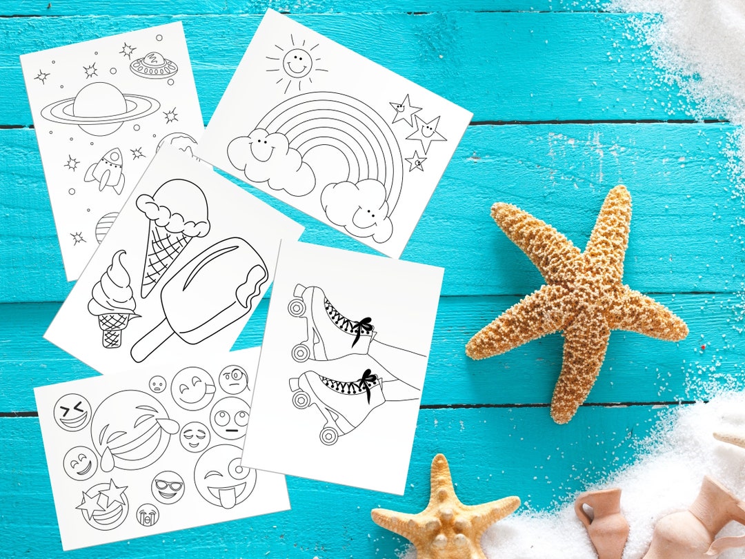 Summer Coloring Pages Digital Download Print From Home Fun for Kids - Etsy