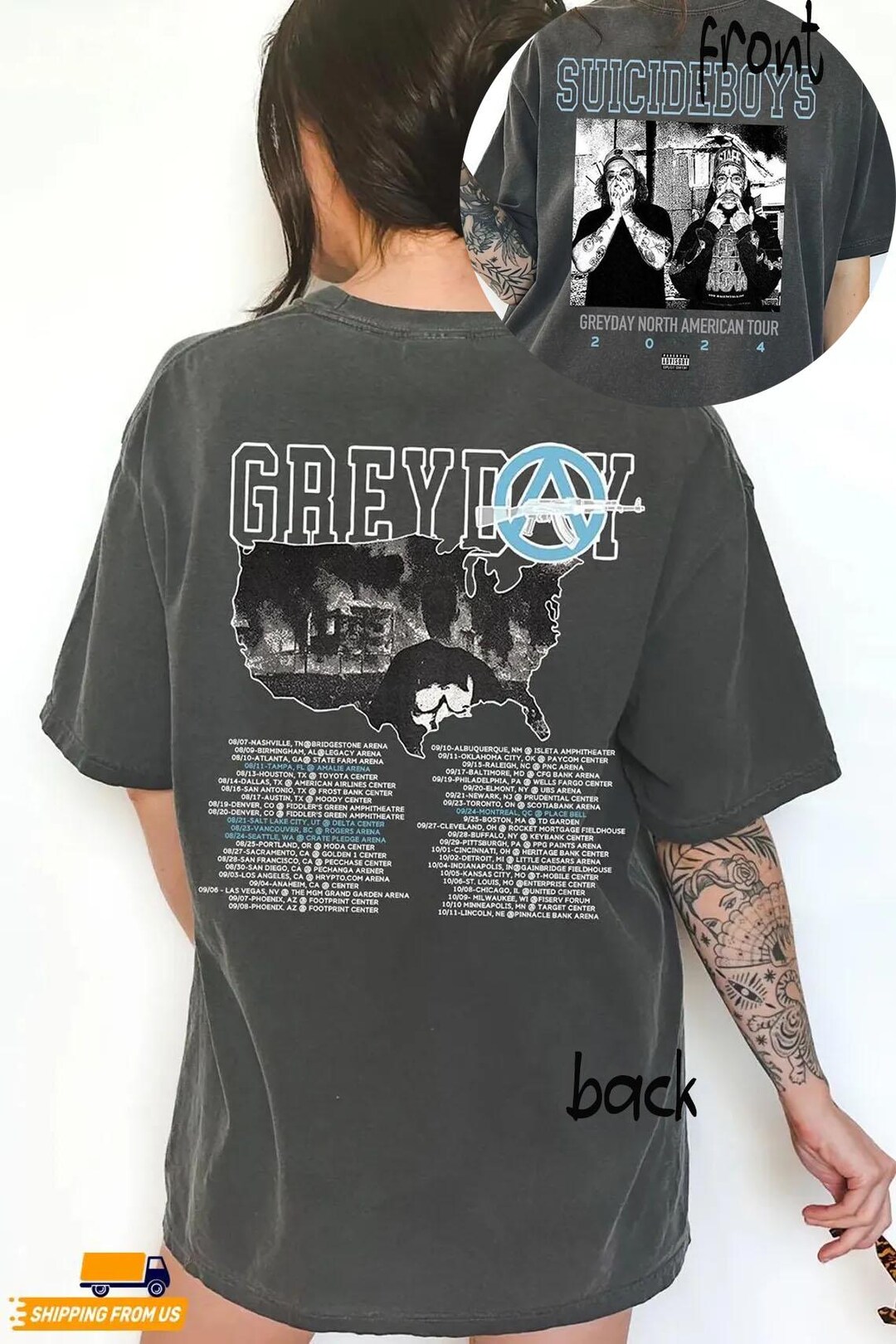Greyday 2024 Suicideboys Hip-hop 2 Sides Shirt, Grey Day 2024 Tour ...
