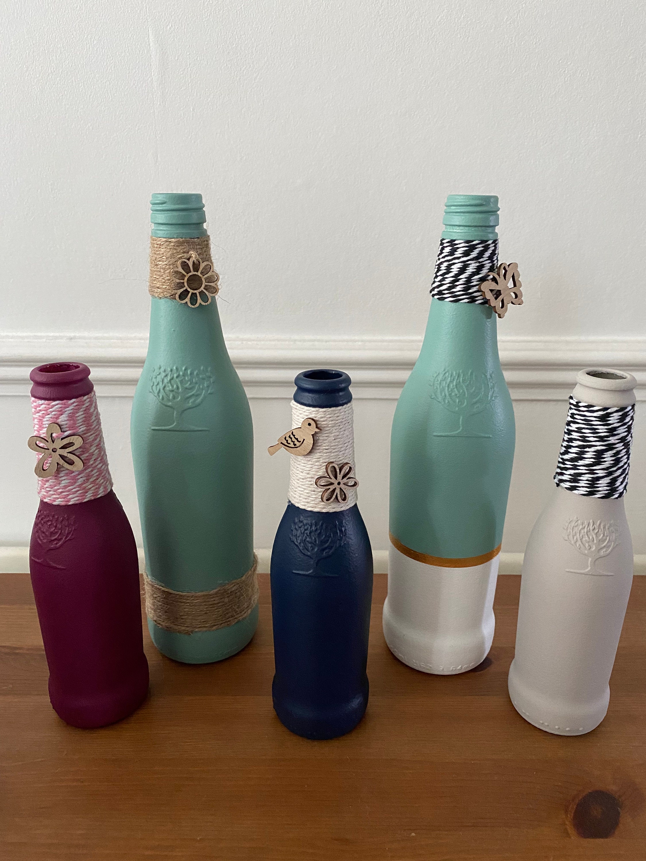 Decoración de botellas pintadas a mano - Etsy España