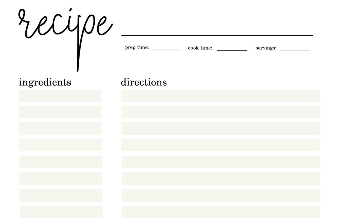Printable Recipe Card Template | Downloadable Recipe Card Template ...