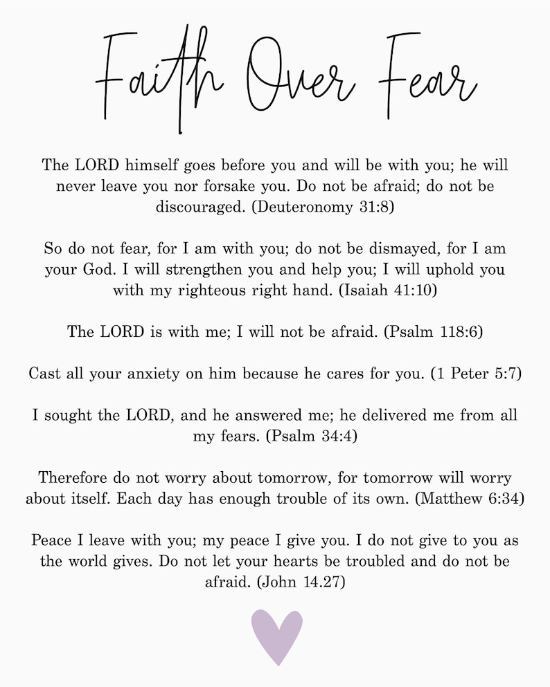 Faith Over Fear Bible Verses Printable | PDF Downloadable Printable ...