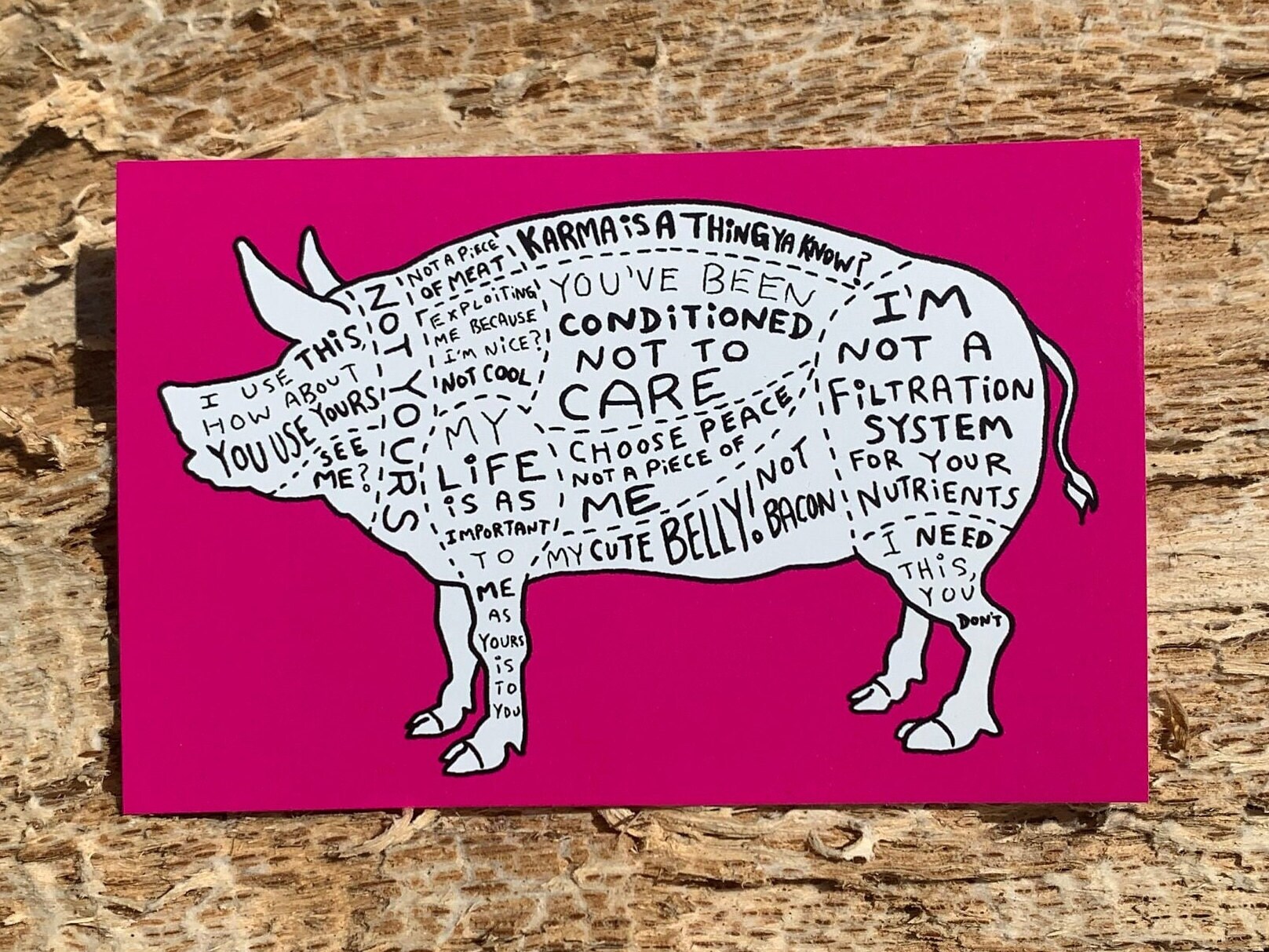 Vegan Animal Rights Pig Diagram Screen Print Vinyl Sticker - Etsy