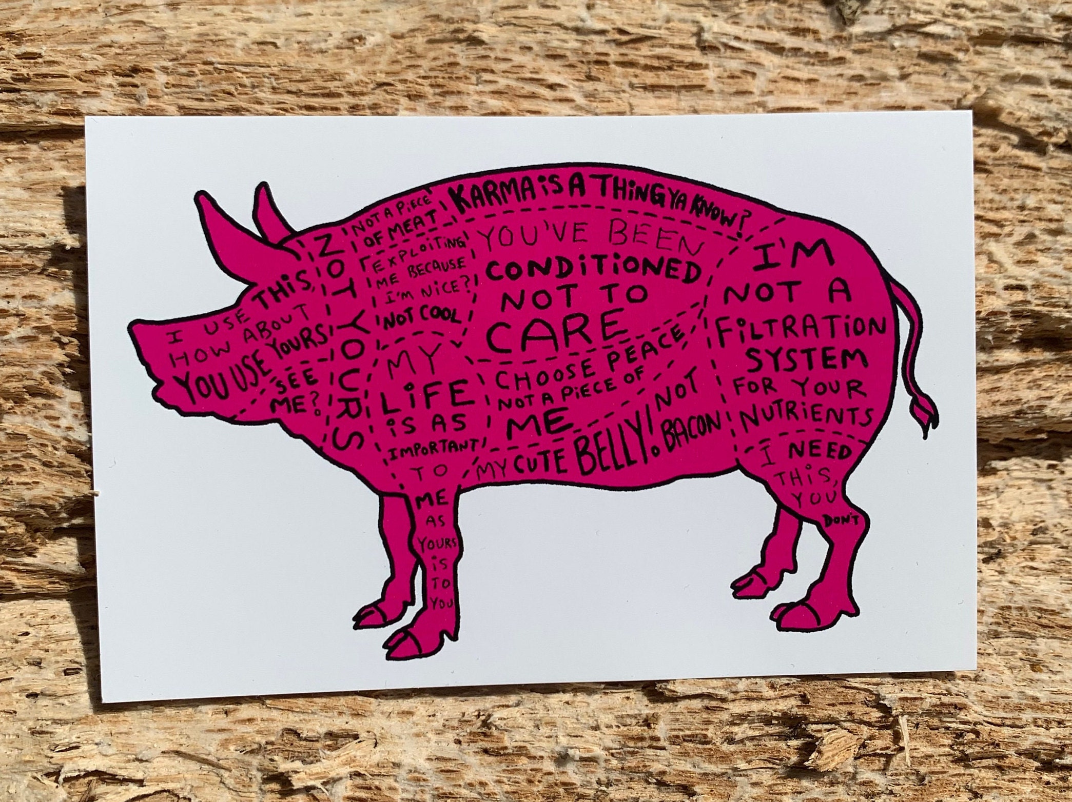 Vegan Animal Rights Pig Diagram Screen Print Vinyl Sticker - Etsy