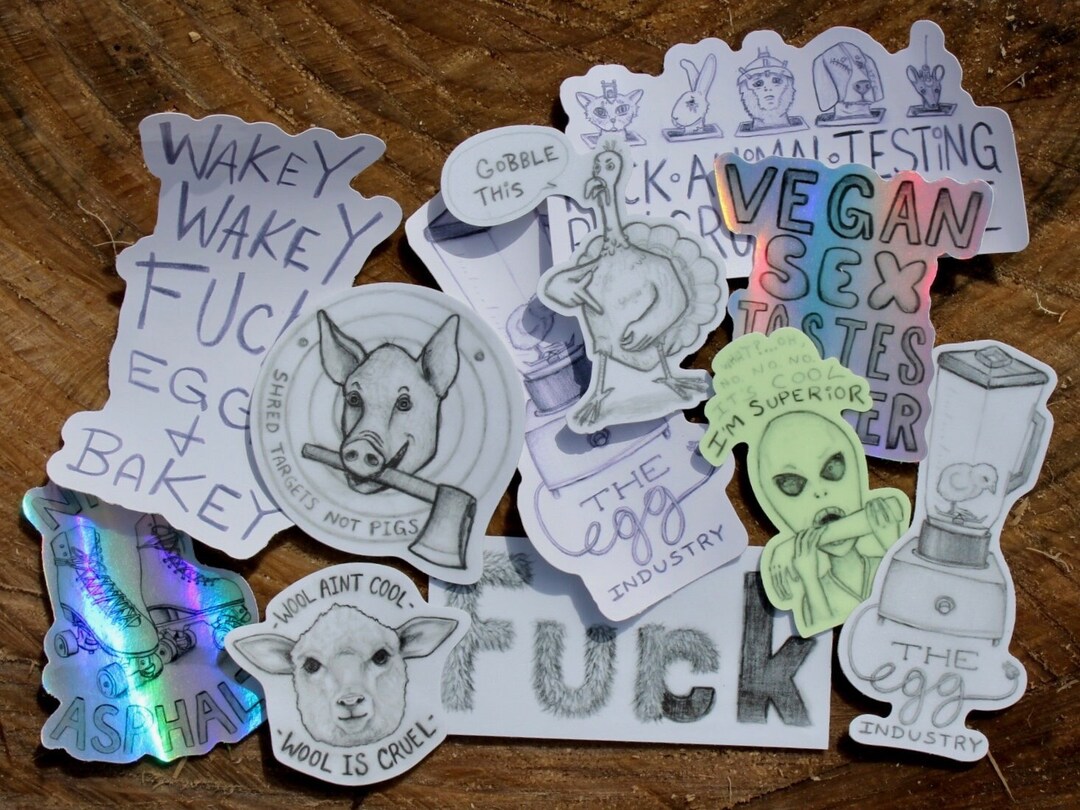 Vegan/ Animal Rights Sticker Variety Pack! Score! #1 (graphite Series ...