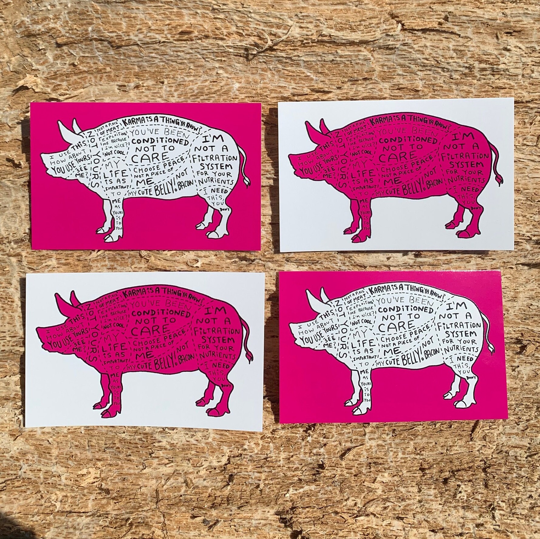 Vegan Animal Rights Pig Diagram Screen Print Vinyl Sticker - Etsy